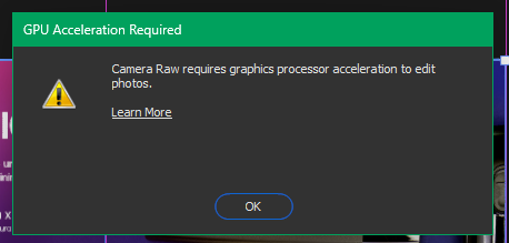 Camera Raw requires GPU Acceleration to edit photo... - Adobe Community ...