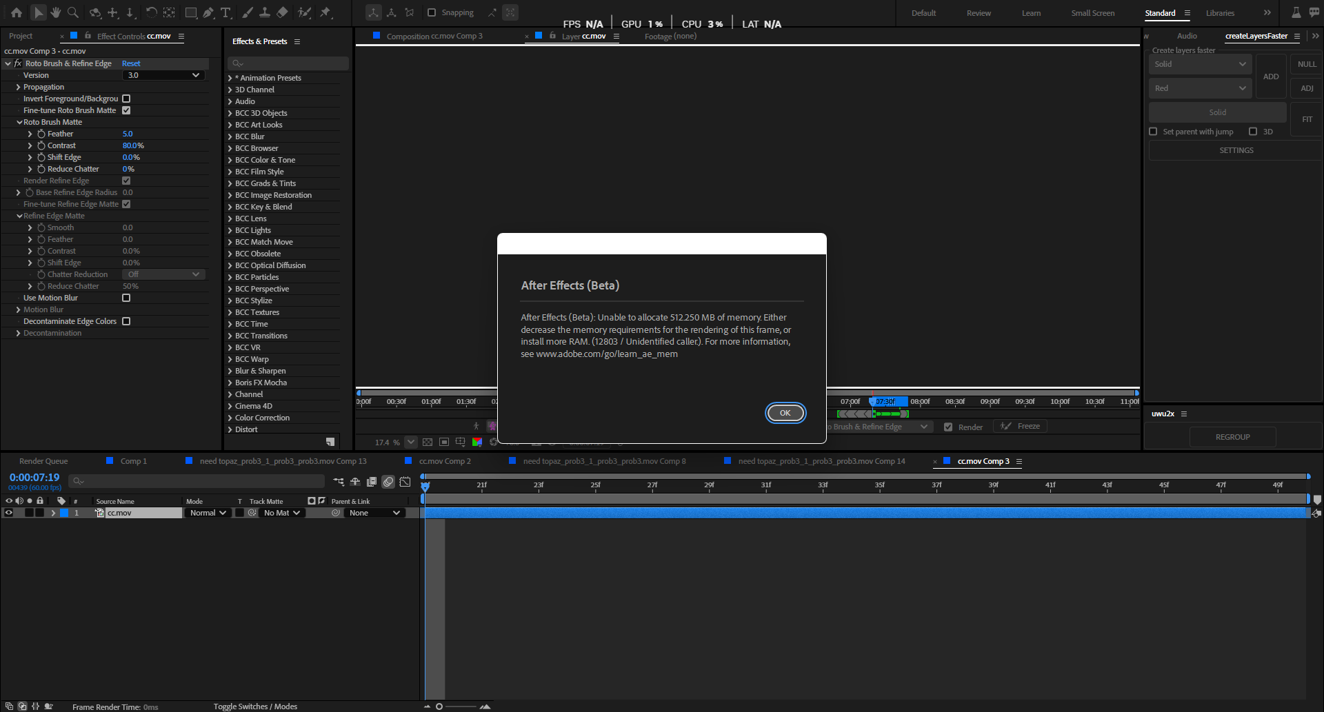 After Effects (Beta): Unable to allocate 132.563 M... - Adobe Product ...
