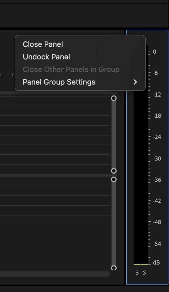 Solved: How to undock the Audio Meters panel - Adobe Product Community - 15200501