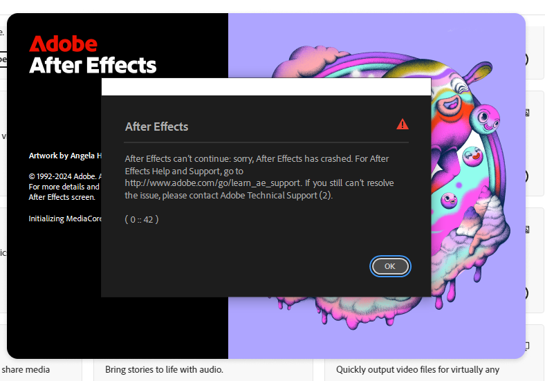 After Effects Error 0::42 please help to resolve - Adobe Community ...