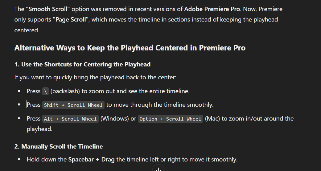 Solved: How can I keep the playhead automatically centered... - Adobe ...