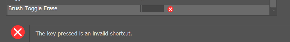 Solved: Brush to Eraser Toggle keybind not working - Adobe Product ...