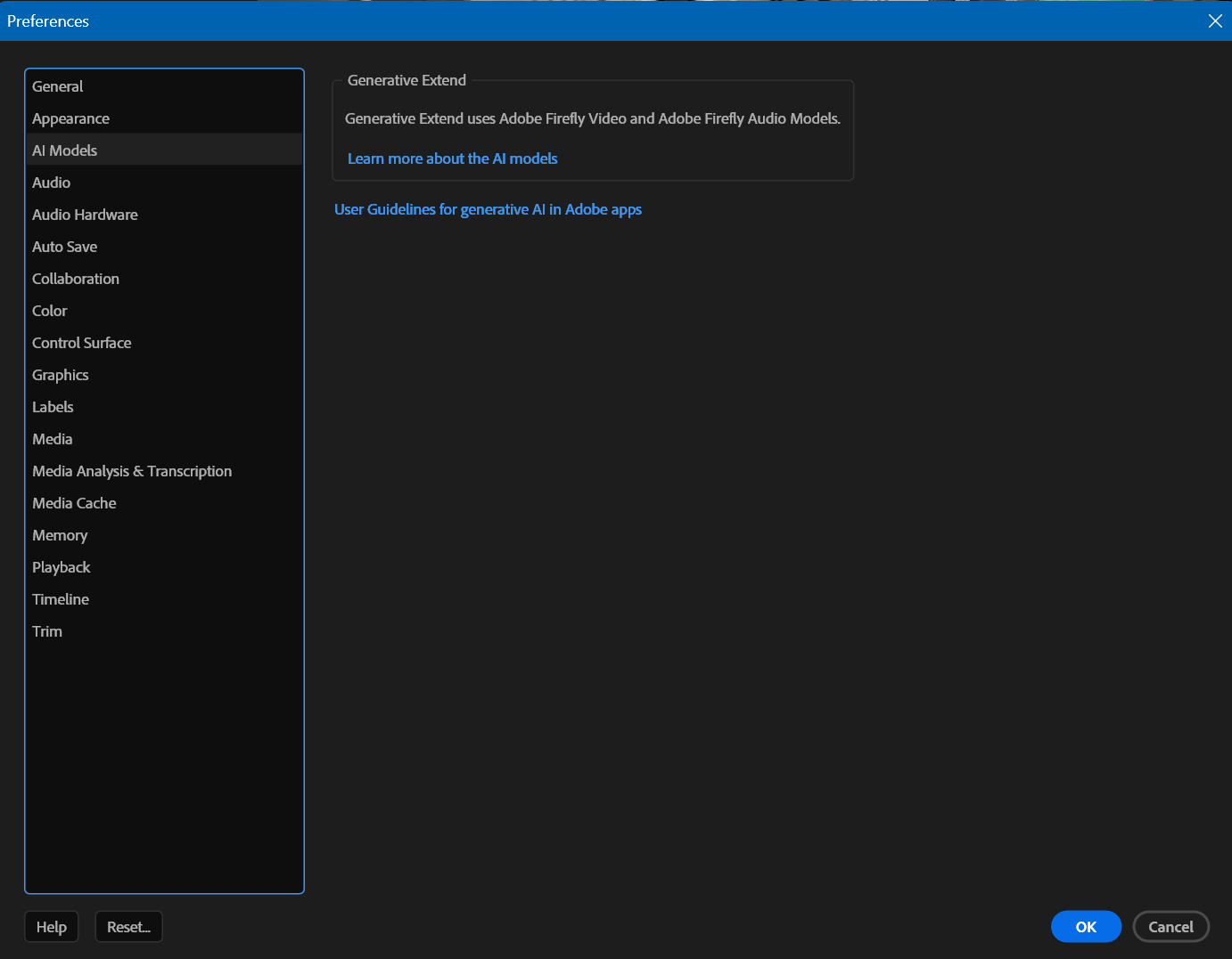 Re: Is there a way to disable Generative Extend in... - Adobe Product ...