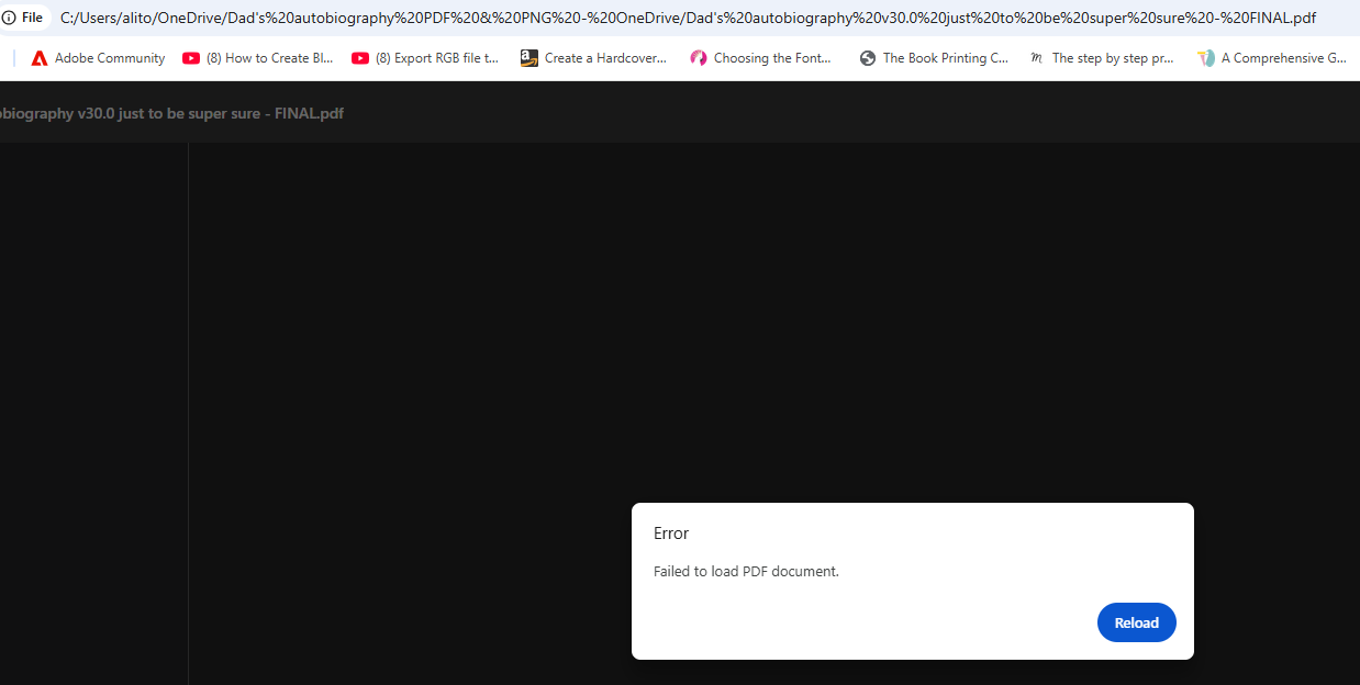 PDF export error: "We can't open this file, someth... - Adobe Product Community - 15256505
