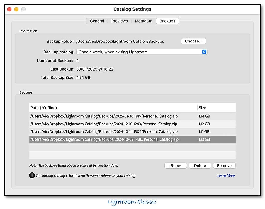 Solved: Lightroom Catalog Backups - Adobe Product Community - 15260525