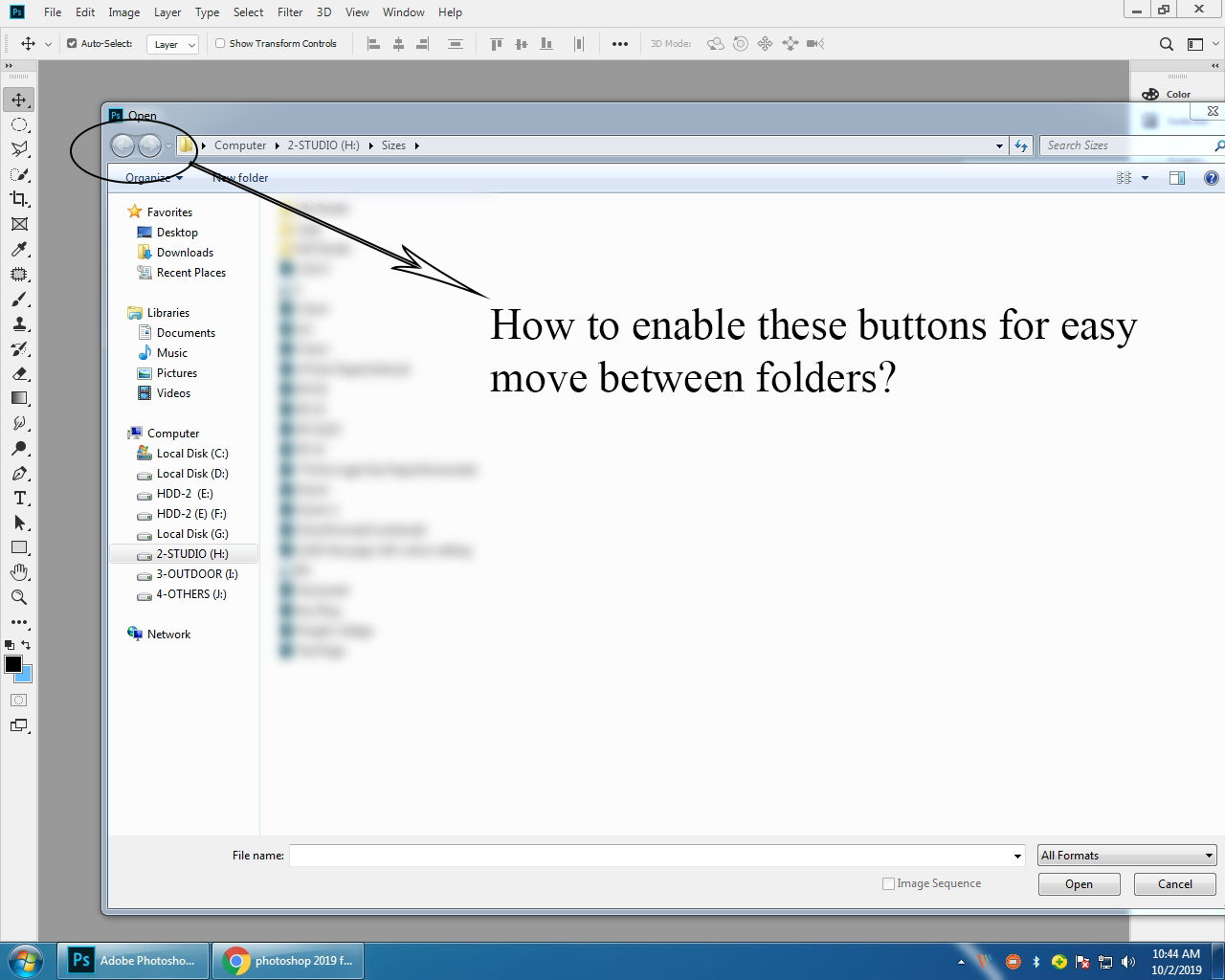 How to Enable folder browsing back/farward buttons... - Adobe Support ...