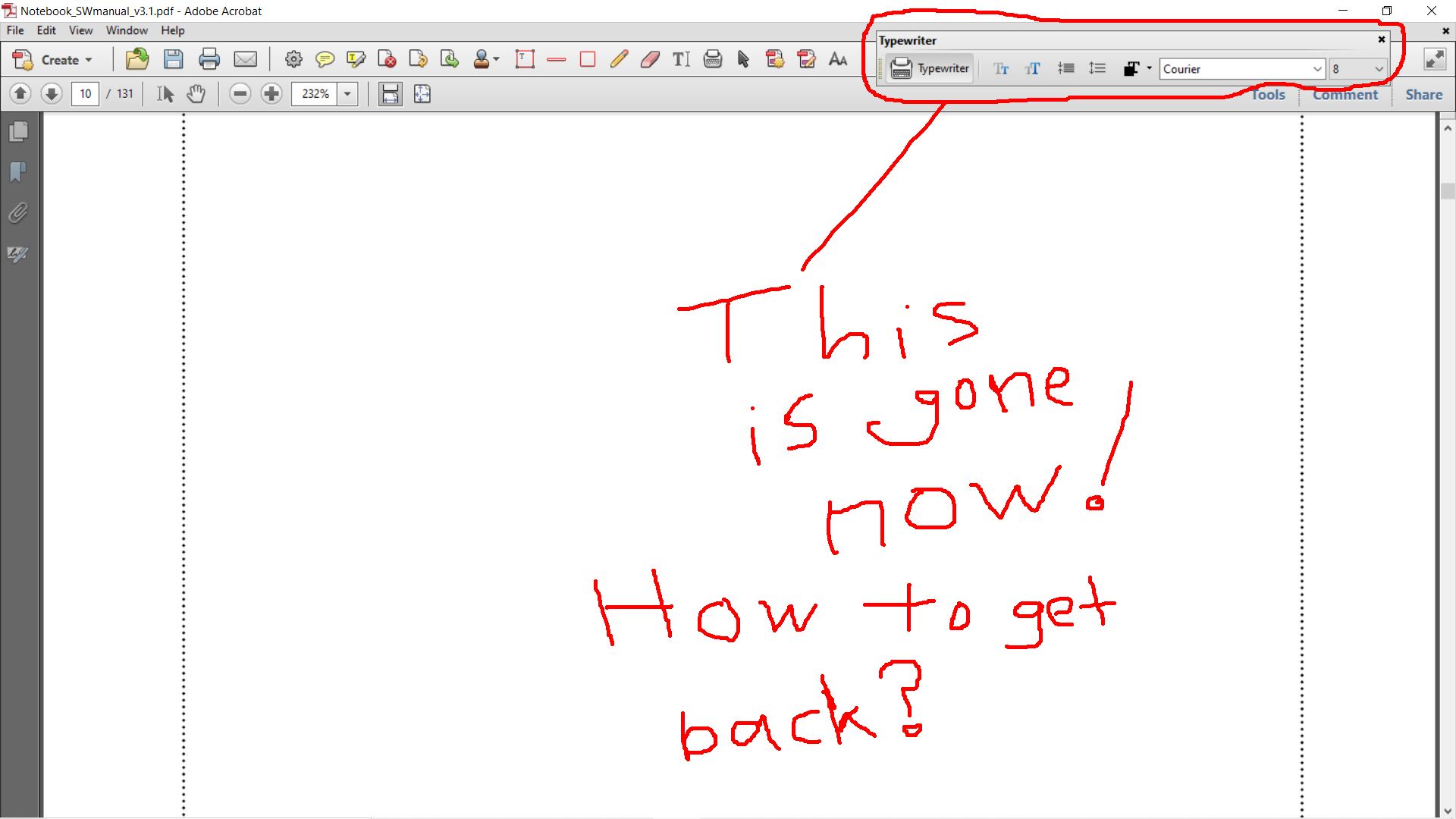 Solved: Acrobat X: Cannot change Typewriter font from red... - Adobe ...