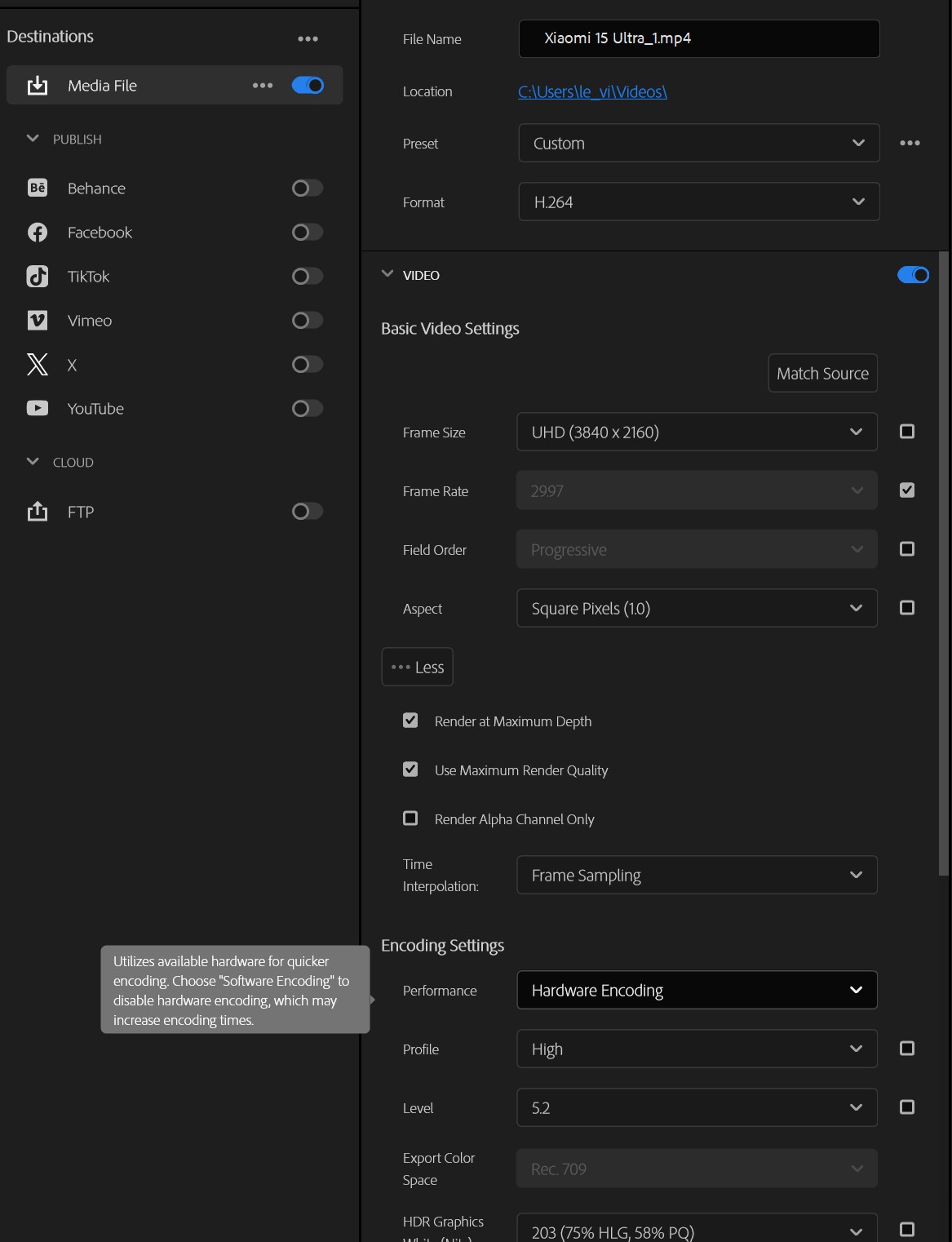 Solved: Premiere Pro 25.2: Hardware encoding greyed out / ... - Adobe ...