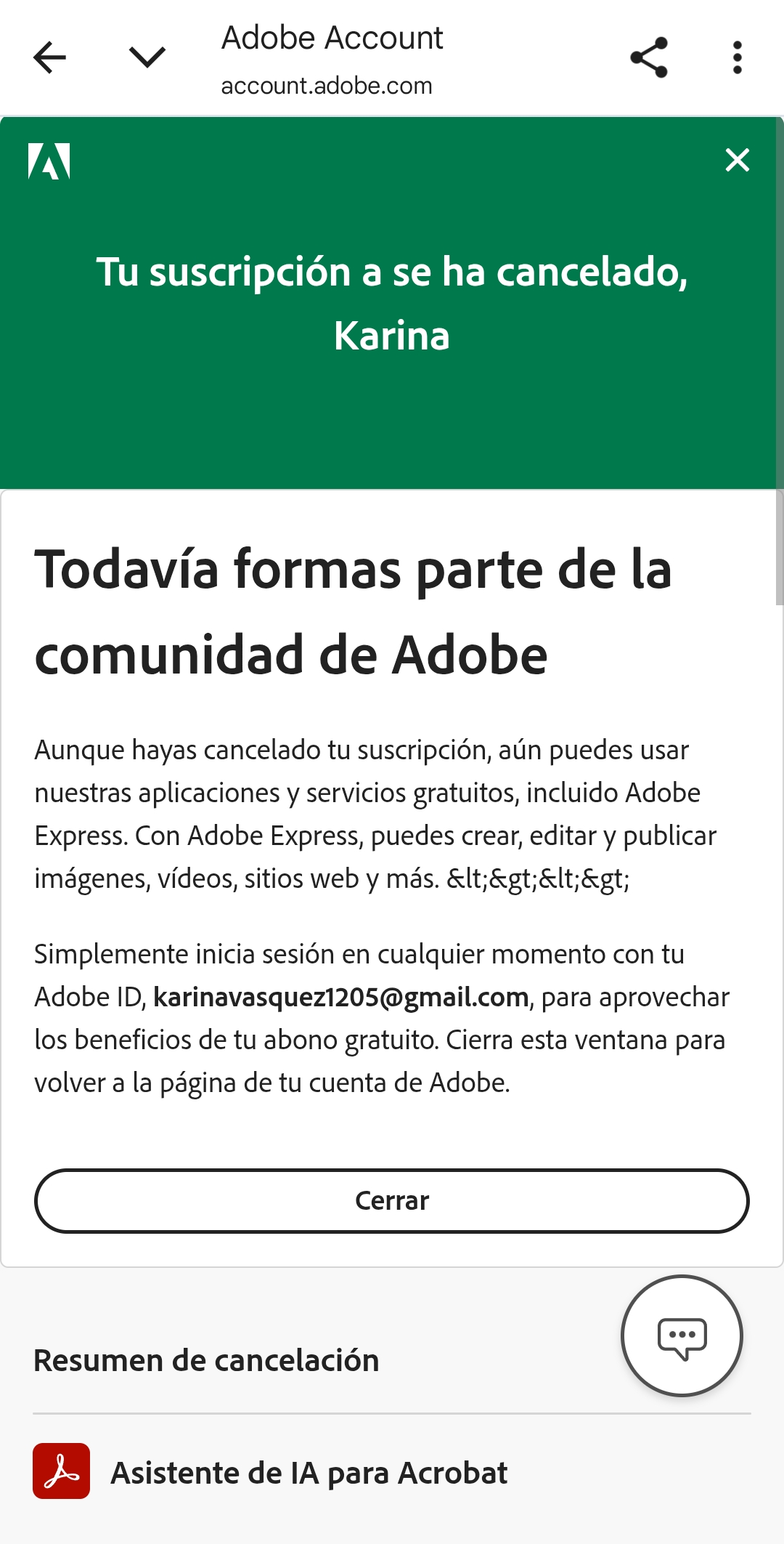 Solved: Re: Devolución de dinero - Adobe Product Community - 14444718
