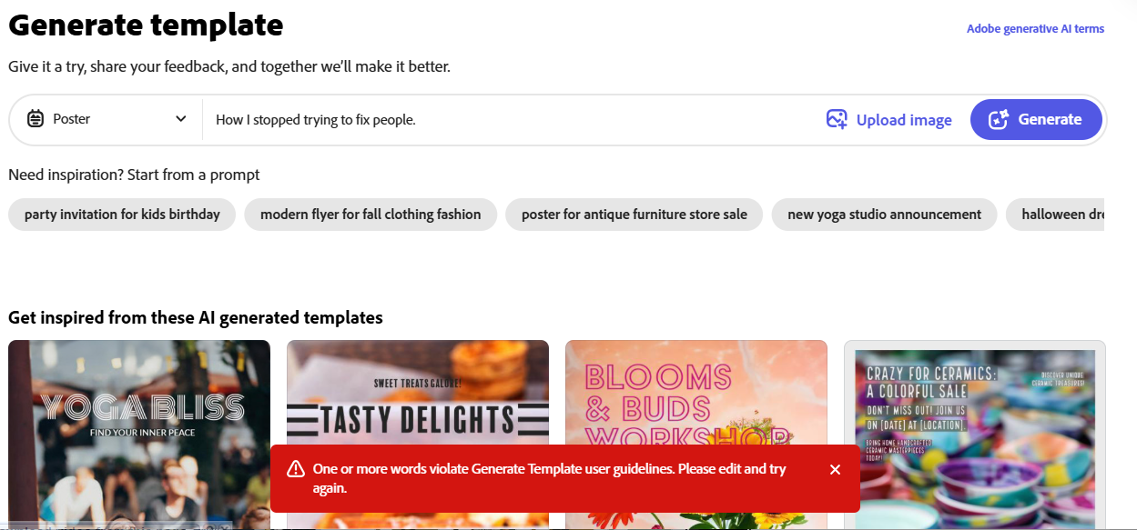 Issue with Adobe Express Template Generation – Gui... - Adobe Product ...