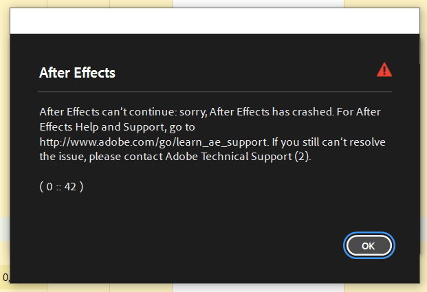 Crashed on my After Effects when I try to open it - Adobe Product ...