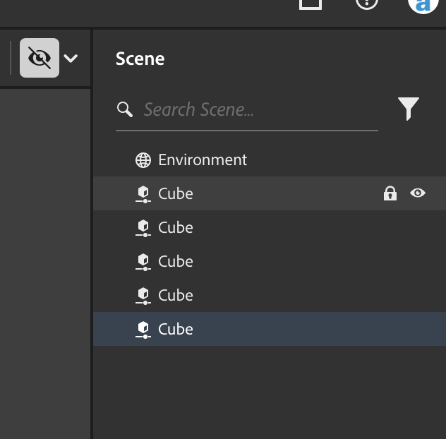 Unlock Cube in Scene Menu - Adobe Product Community - 15364467