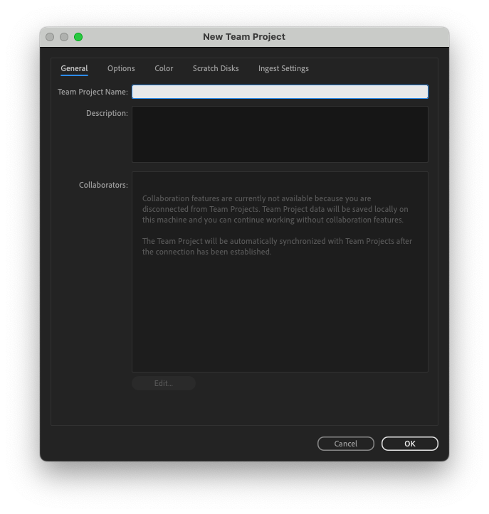 Team Projects Disconnected - Adobe Product Community - 15376490