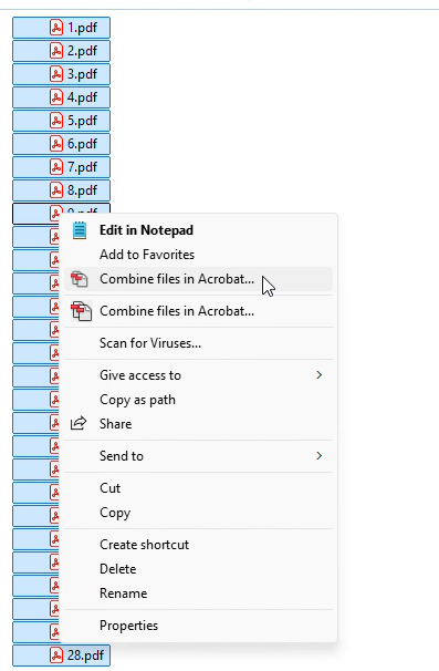 File Explorer-Combine Files not selecting showing ... - Adobe Product ...