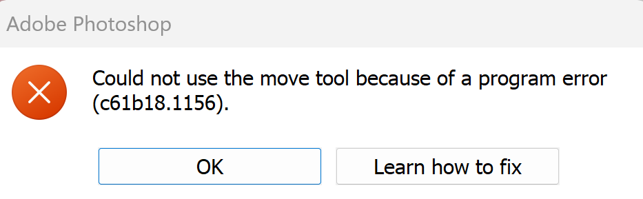 Move tool errors in Photoshop Beta 26.9 - Adobe Product Community ...