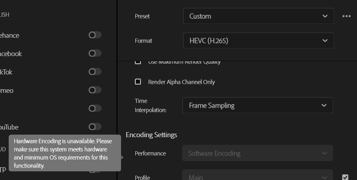 Solved: Hardware encoding is unavailable in Premiere Pro 2... - Adobe ...