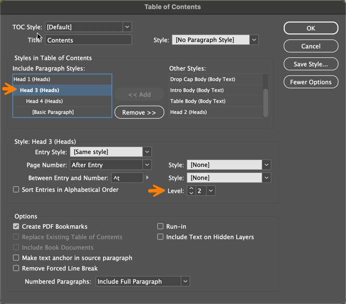 Re: PDF bookmark levels don't match InDesign TOC l... - Adobe Product ...
