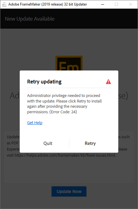 Solved: Cannot update FrameMaker 2019 to Update 5 - Adobe Community - 11064708