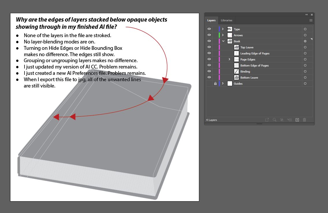 Edges of layers stacked below opaque objects show ... - Adobe Product ...