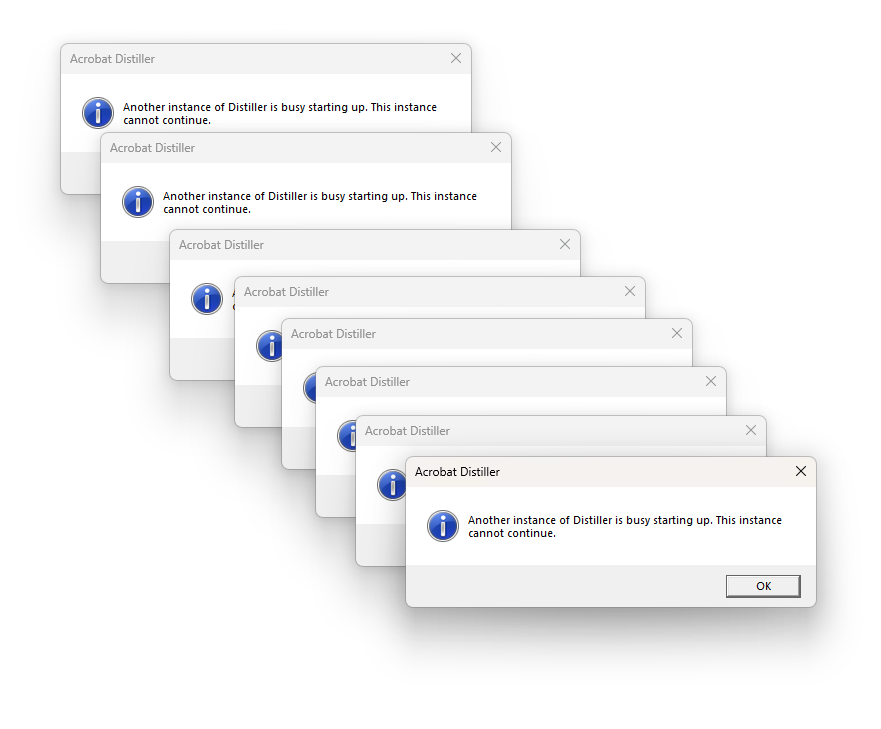 Solved: Another Instance of Distiller is Busy Starting Up - Adobe ...