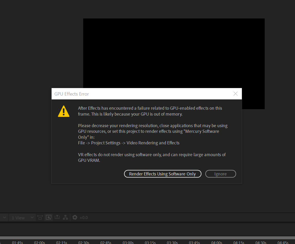 GPU Effects Error when trying to edit 360 Video - Adobe Community ...