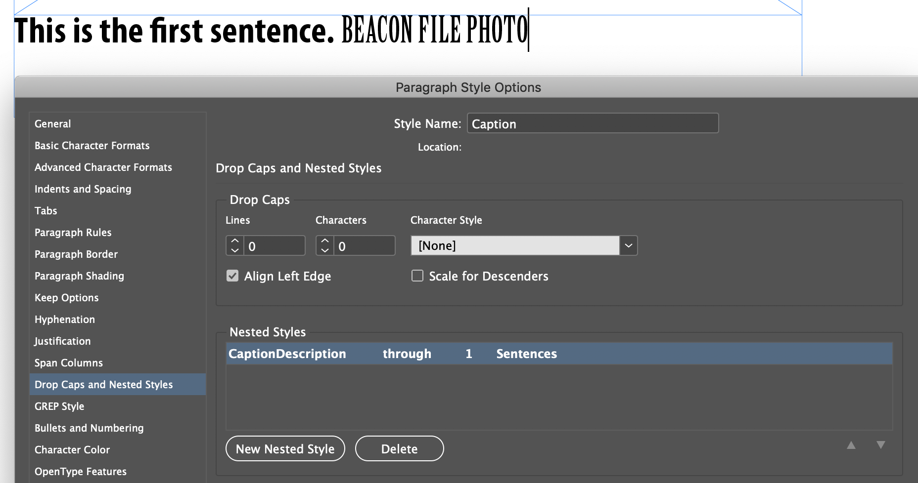 Nested Style for Photo Credit after cutline - Adobe Community - 10655446